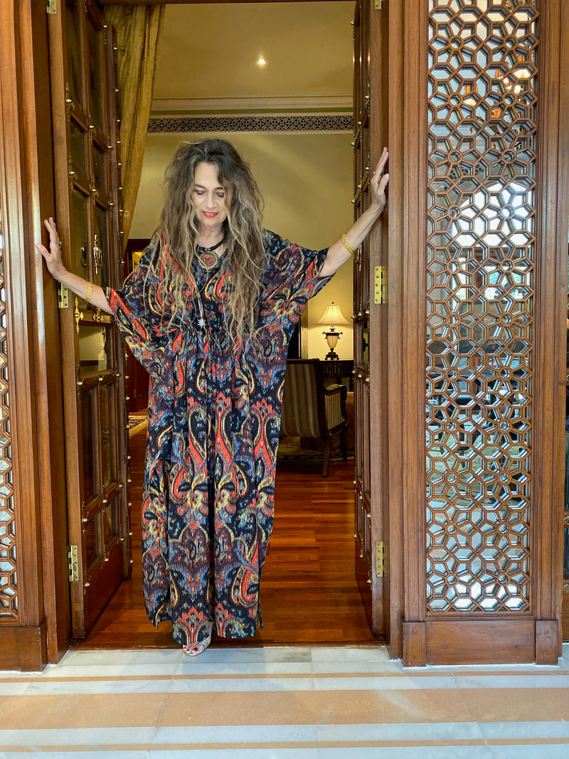 Prima Donna Paisley Italian Silk Maxi Kaftan Dress