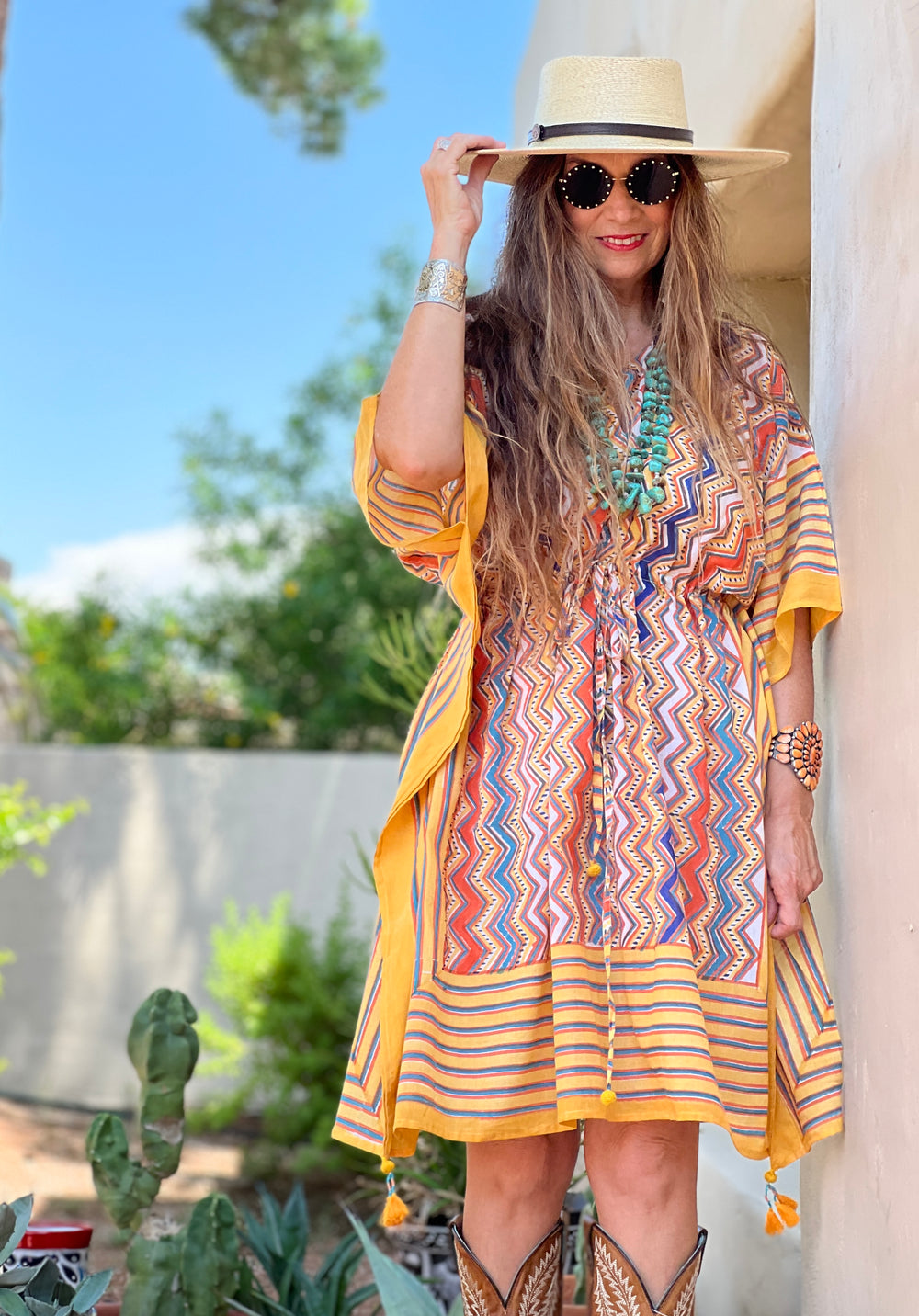 Nizhoni Midi Cotton Kaftan Dress