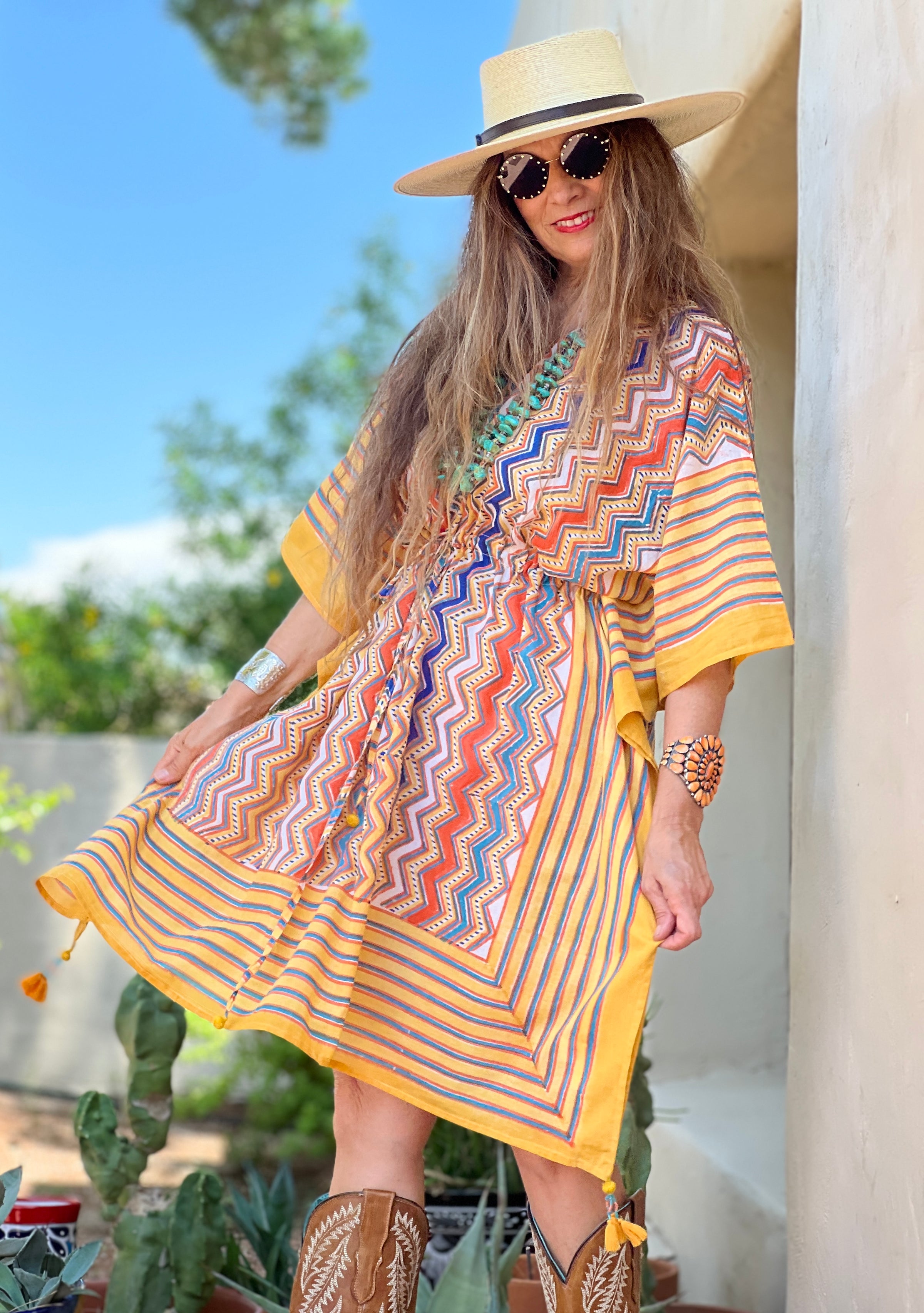 Nizhoni Midi Cotton Kaftan Dress